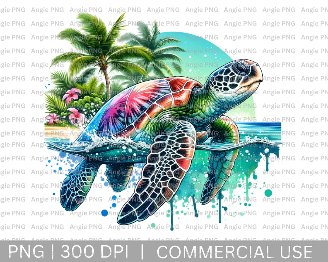 Watercolor Sea Turtle PNG: Summer Beach Vibes Clipart, Digital Download ...