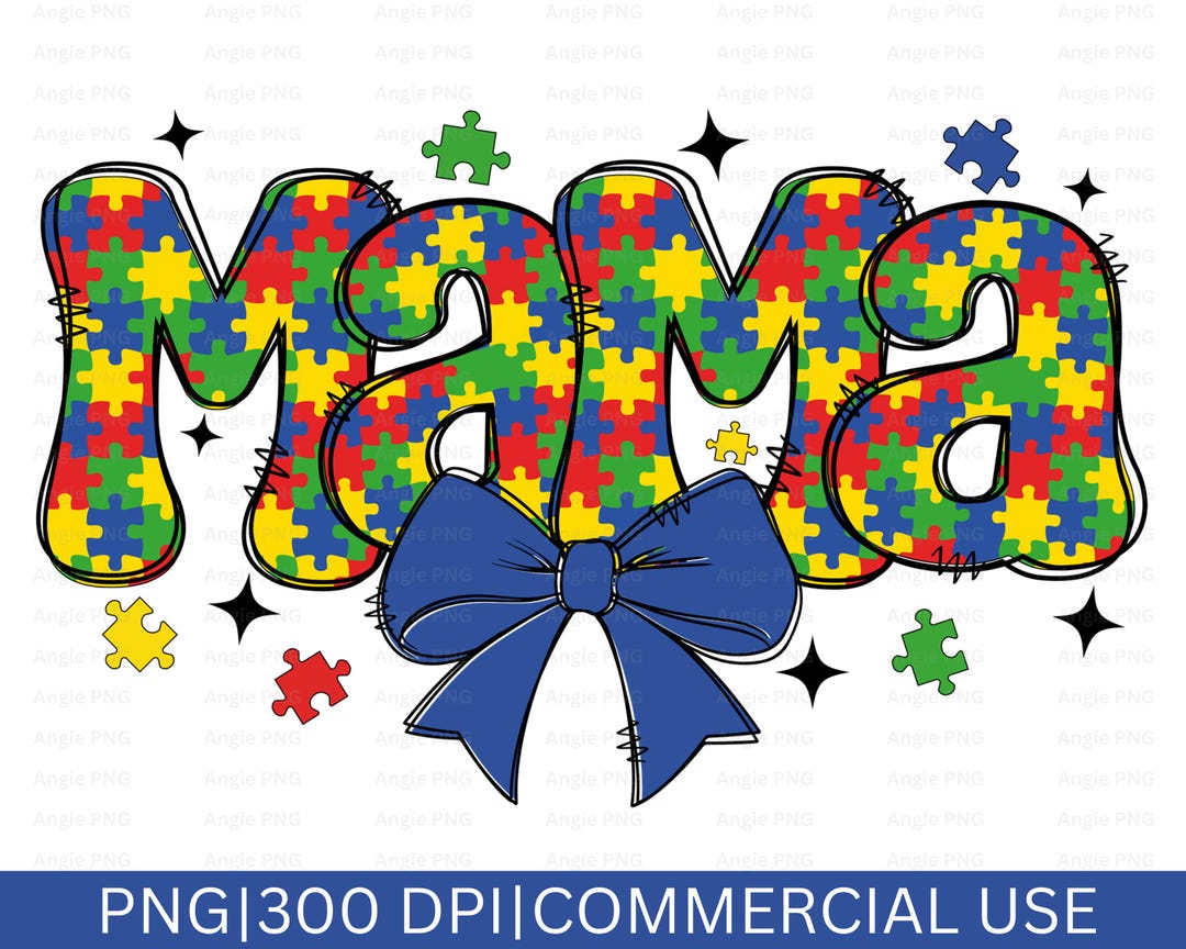 Autism PNG, Mama PNG, Doodle Letters, Sublimation Design, Autism ...
