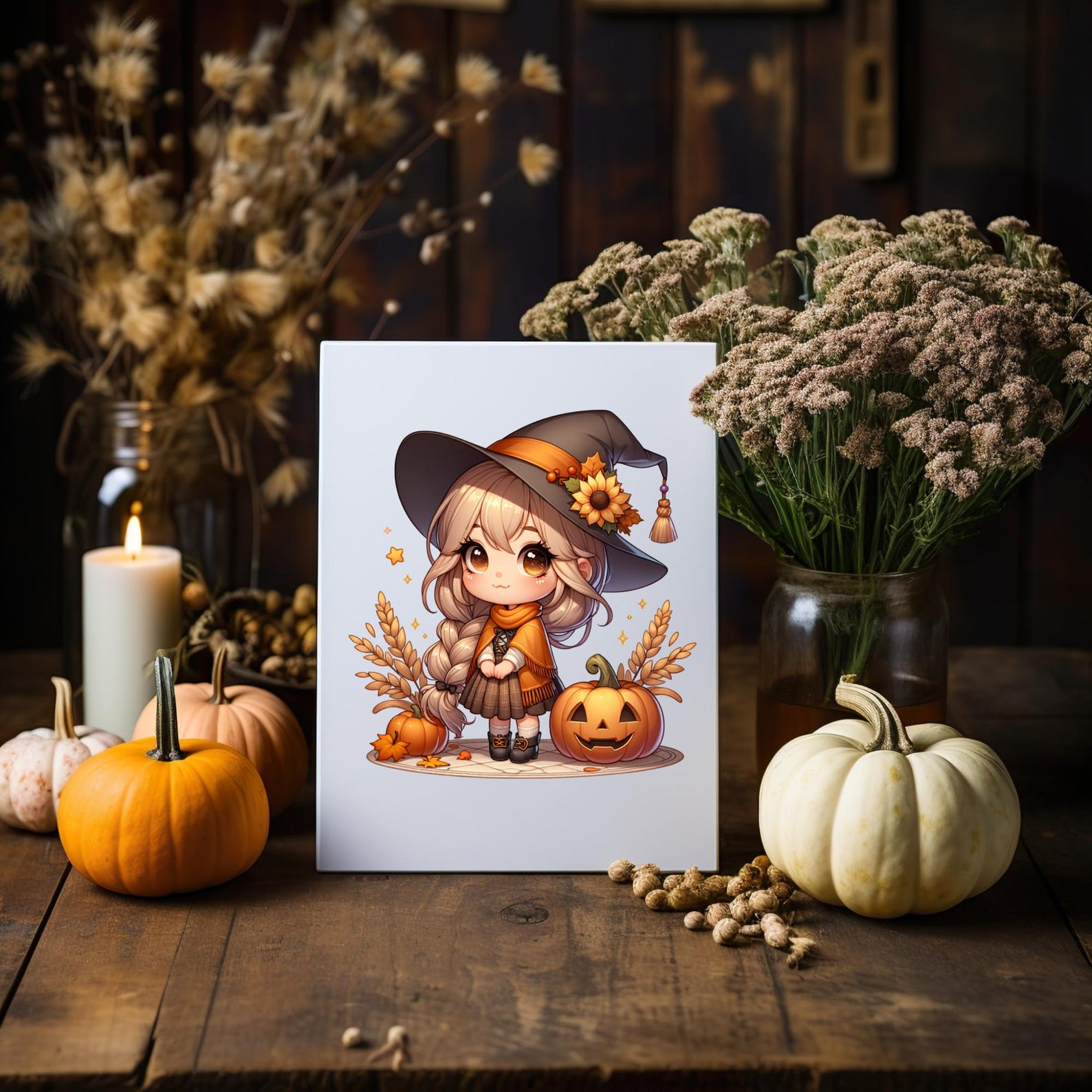 Cute Little Witch PNG Clipart Bundle, Halloween PNG, Kawaii Witch PNG ...