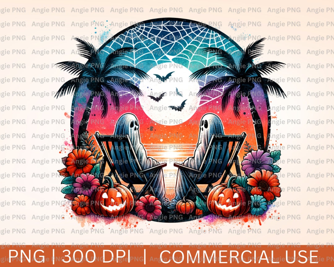 Halloween Couples Chairs Clipart, Ghost PNG, Halloween PNG, Watercolor ...