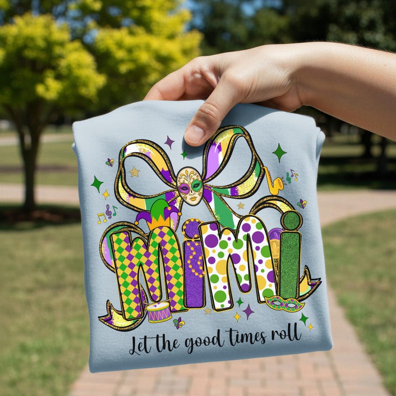 Preppy Mardi Gras Mimi PNG, Coquette Bow PNG, Fat Tuesday Shirt Design ...