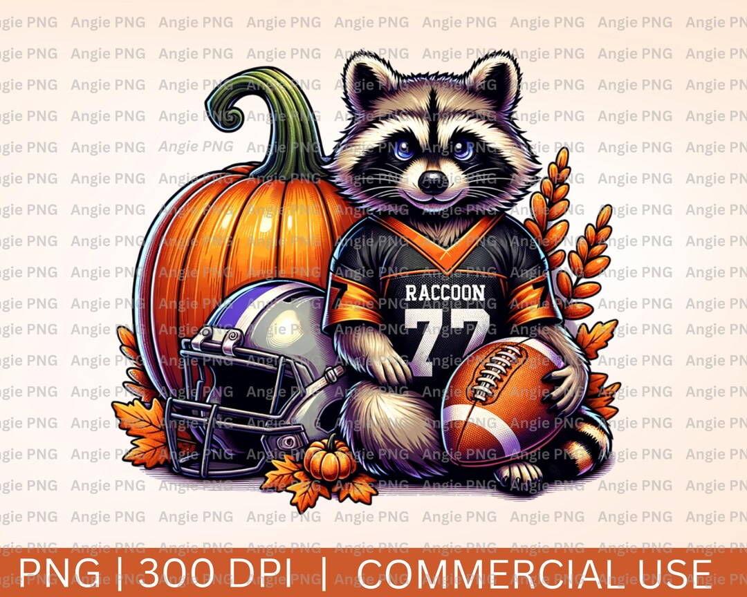 Raccoon Football Player PNG, Fall Vibing PNG, Football Designs, Fall ...