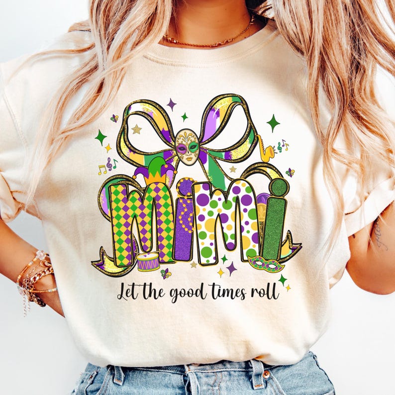 Preppy Mardi Gras Mimi PNG, Coquette Bow PNG, Fat Tuesday Shirt Design ...
