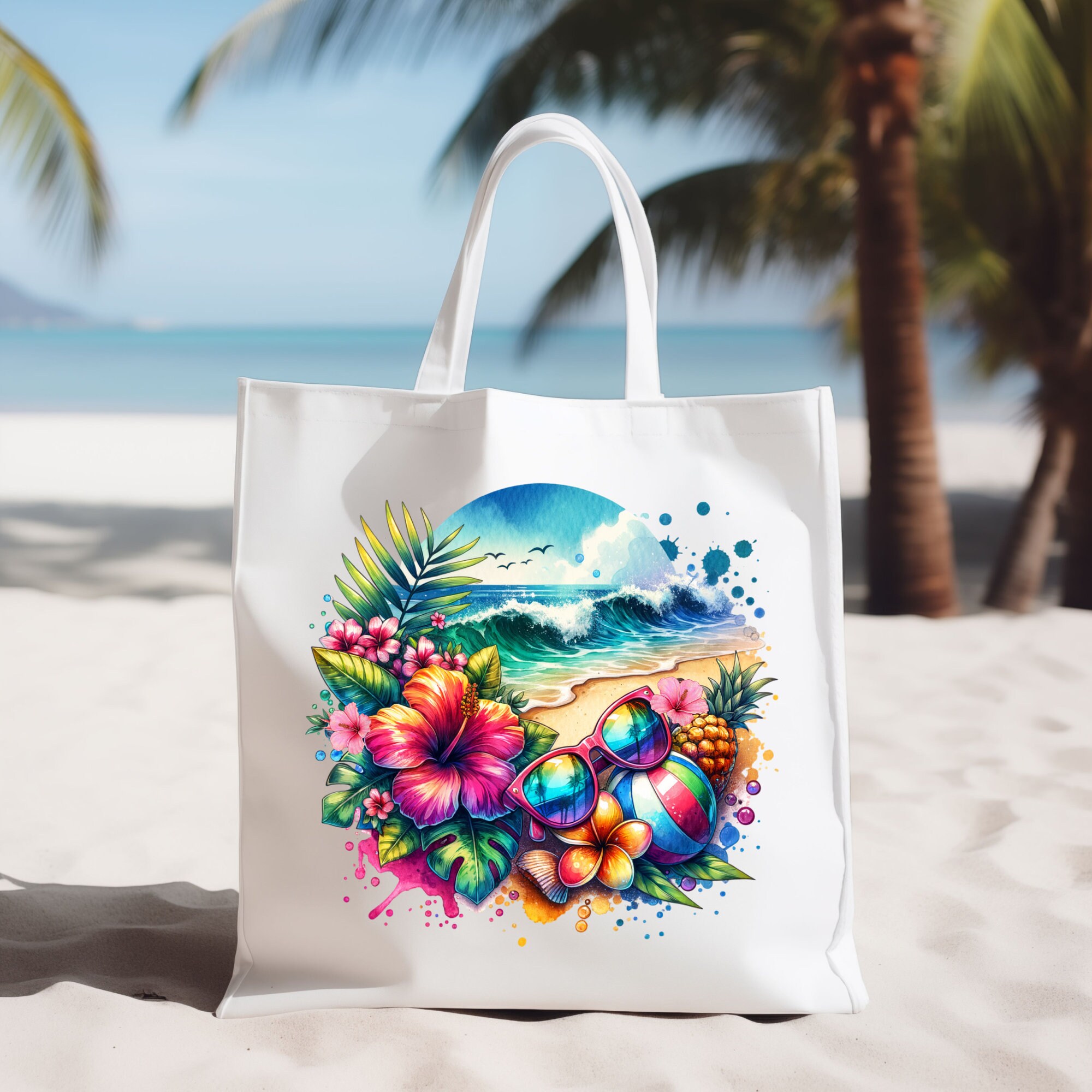 Watercolor Beach Clipart Bundle, Watercolor Summer PNG, Sunset ...