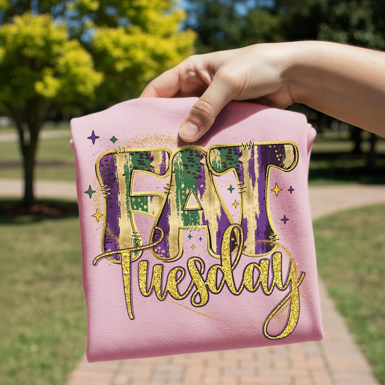 Fat Tuesday PNG, Mardi Gras PNG, Purple Green Gold Glitter Shirt Design ...