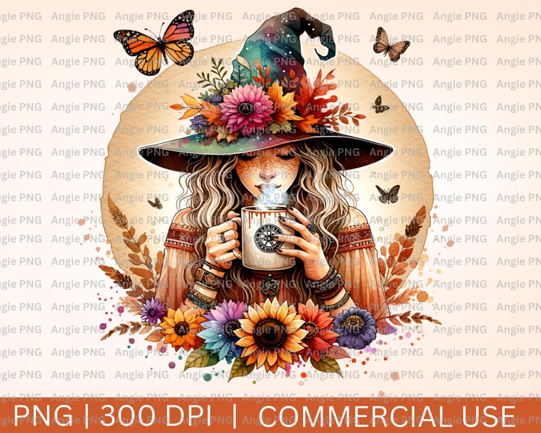 Boho Witch PNG, Boho Designs Sublimation, Witch Clipart, Zodiac Png ...