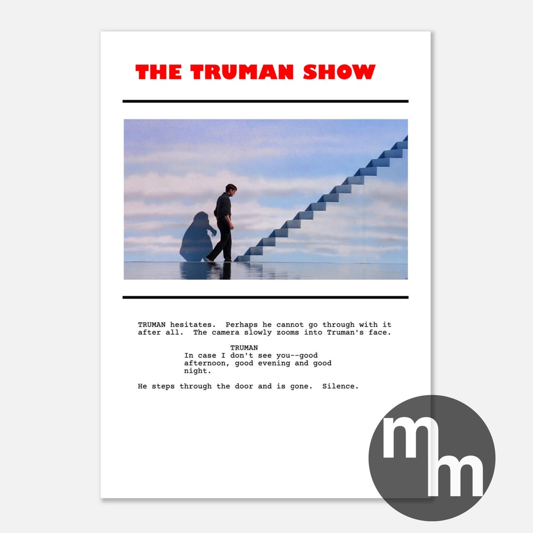 The Truman Show Script Poster Jim Carey Minimalist Movie - Etsy