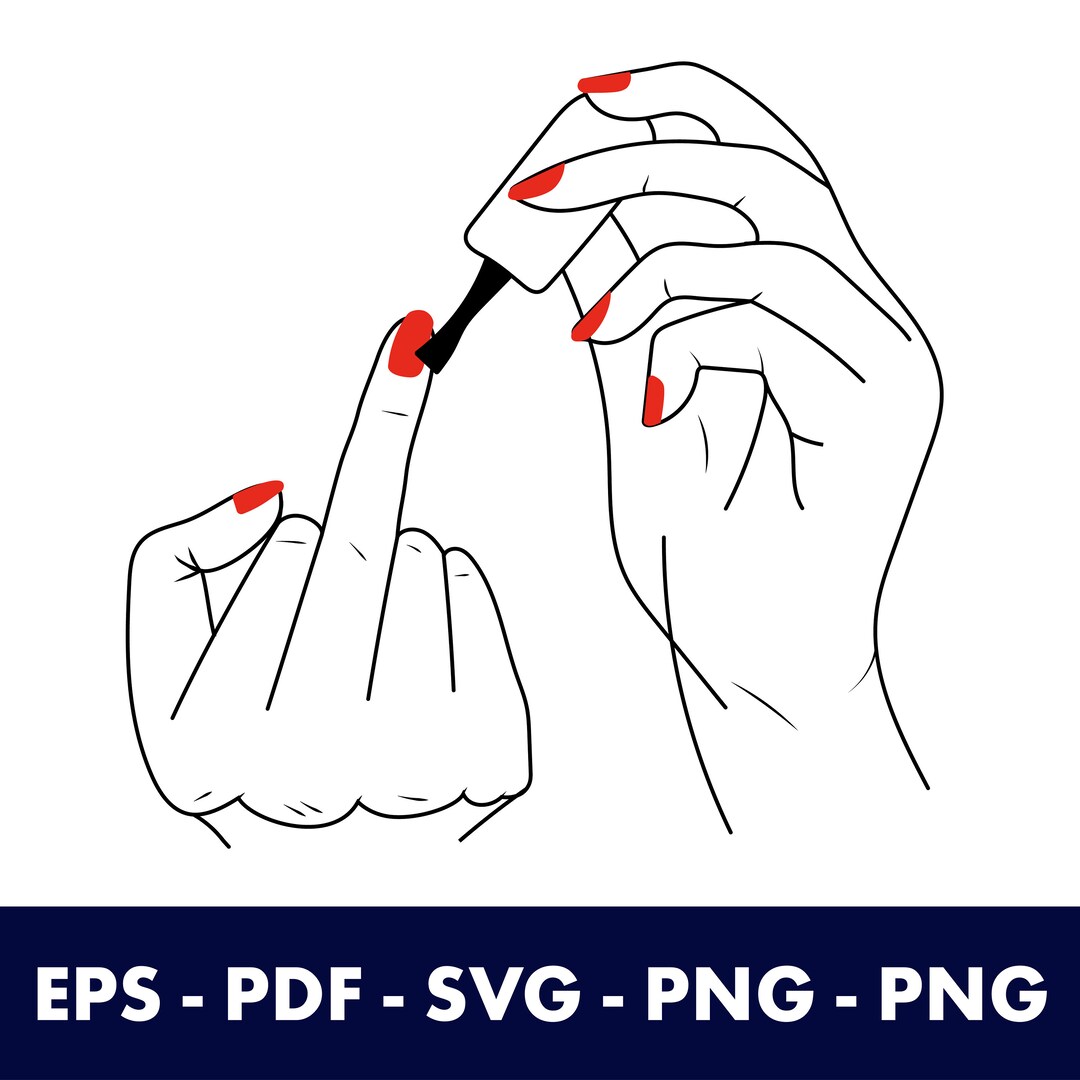 Girl Middle Finger Png, Art of Woman Applying Nail Polish on Middle ...