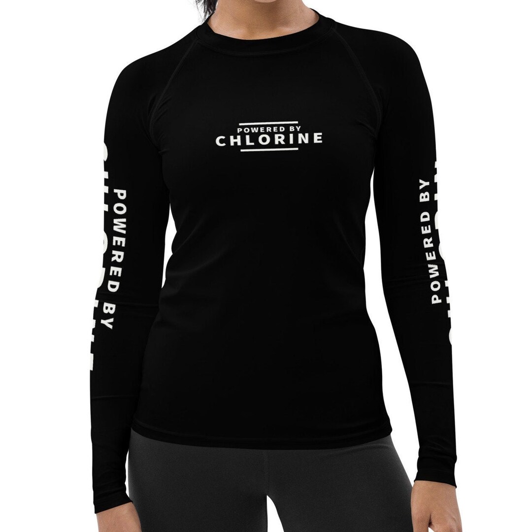 Powered by Chlorine Womens Rash Guard Sun Safe UV Protection for Girls ...
