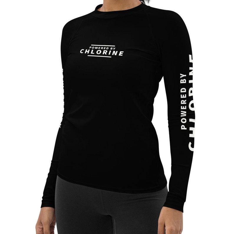 Powered by Chlorine Womens Rash Guard Sun Safe UV Protection for Girls ...