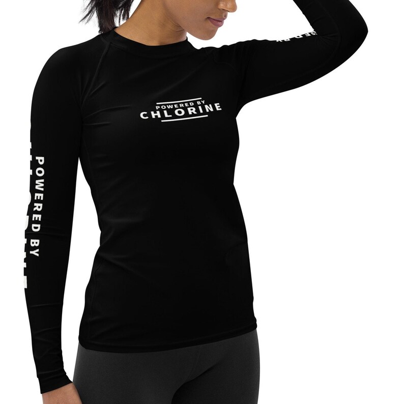 Powered by Chlorine Womens Rash Guard Sun Safe UV Protection for Girls ...