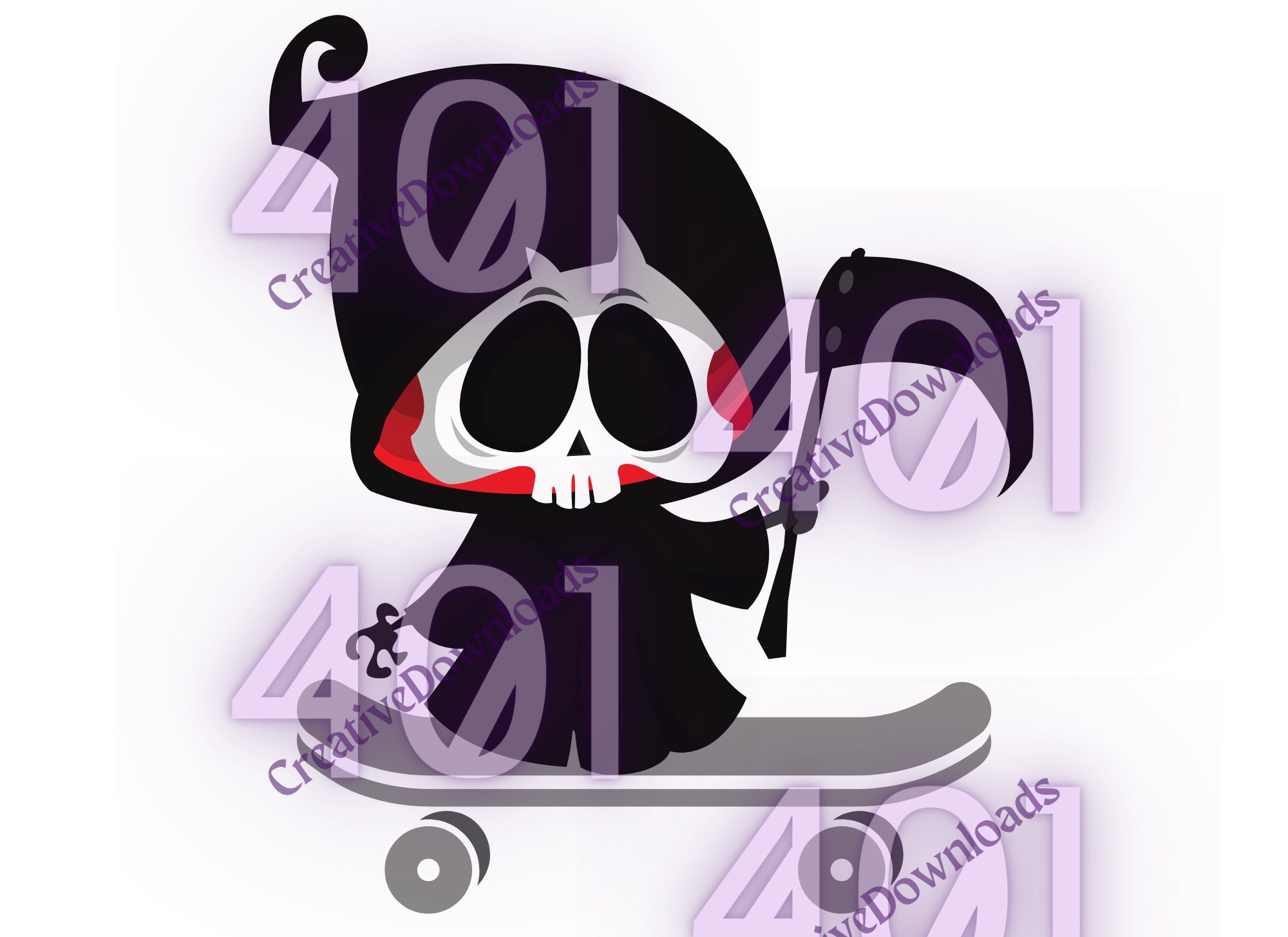 Cute Funny Grim Reaper With Scythe Skateboarding on Skateboard - Etsy