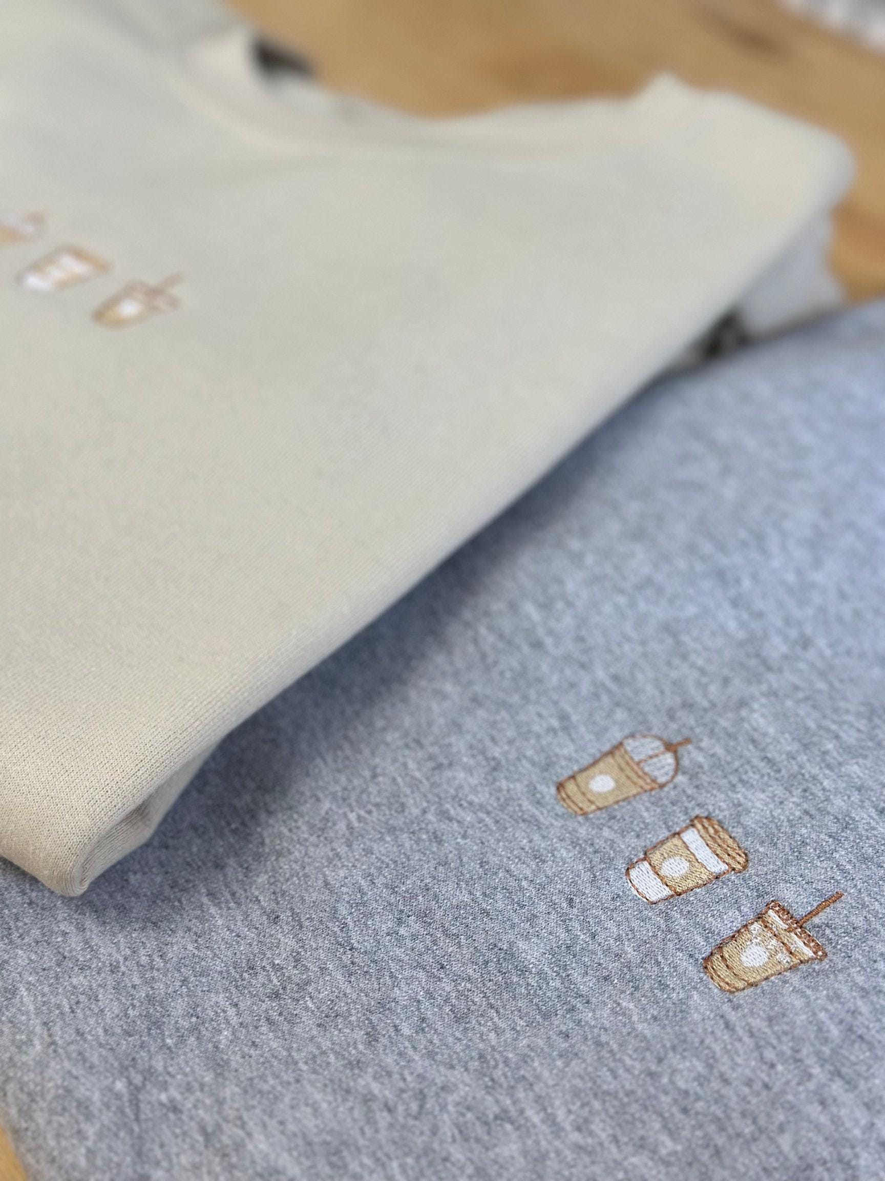 Embroidered Coffee Sweatshirt, Iced Coffee Shirt, Trendy Coffee Hoodie ...