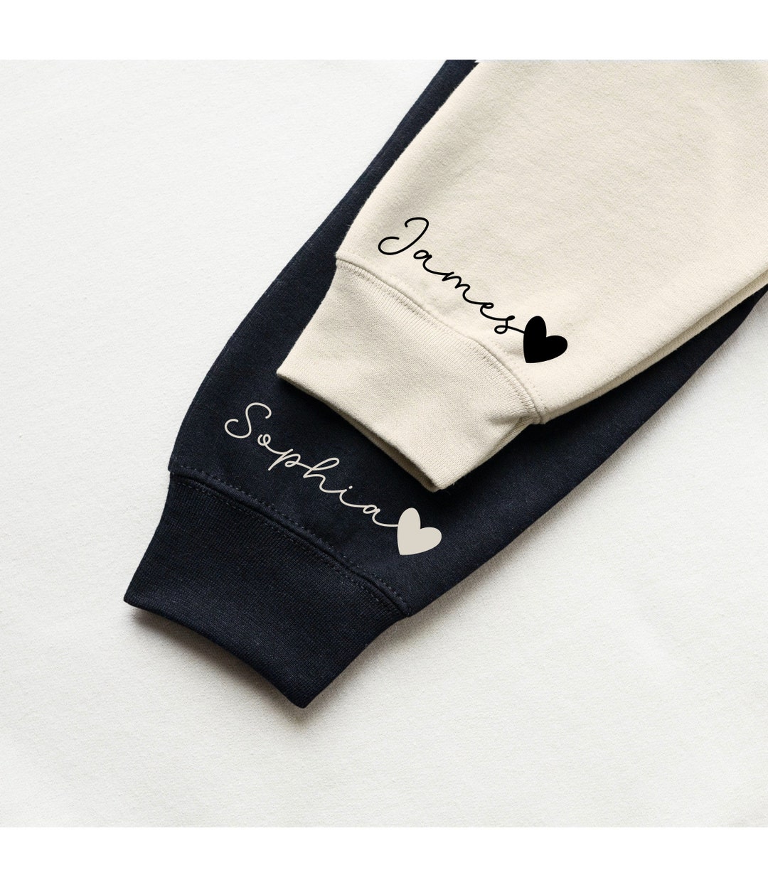 Custom Name and Heart Couples Sweatshirt, Personalized Couples Gift ...