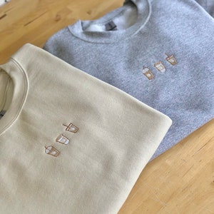 Embroidered Coffee Sweatshirt, Iced Coffee Shirt, Trendy Coffee Hoodie ...