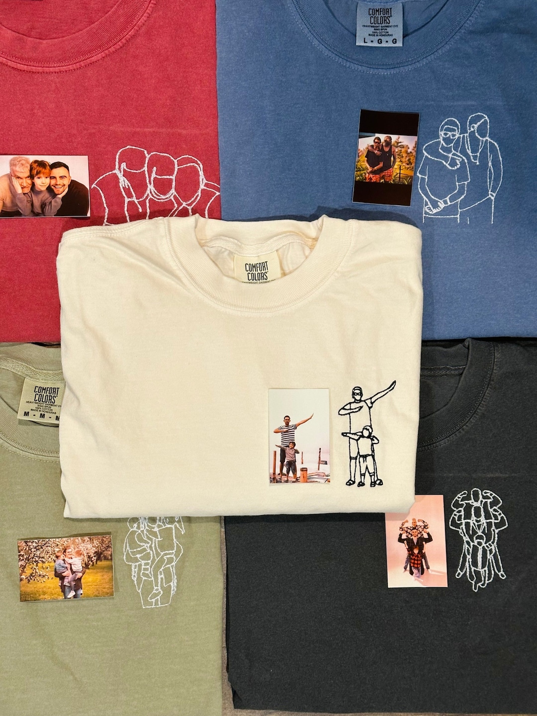 Embroidered Dad Portrait Shirt, Dad Shirt With Photo, Dad Tee, Custom ...