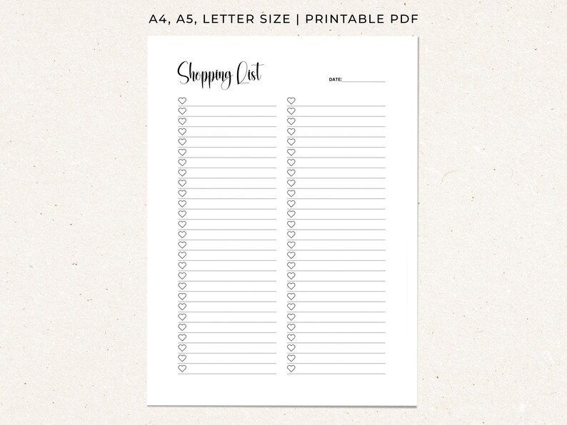 Shopping List Printable | Simple Grocery Checklist With Heart ...