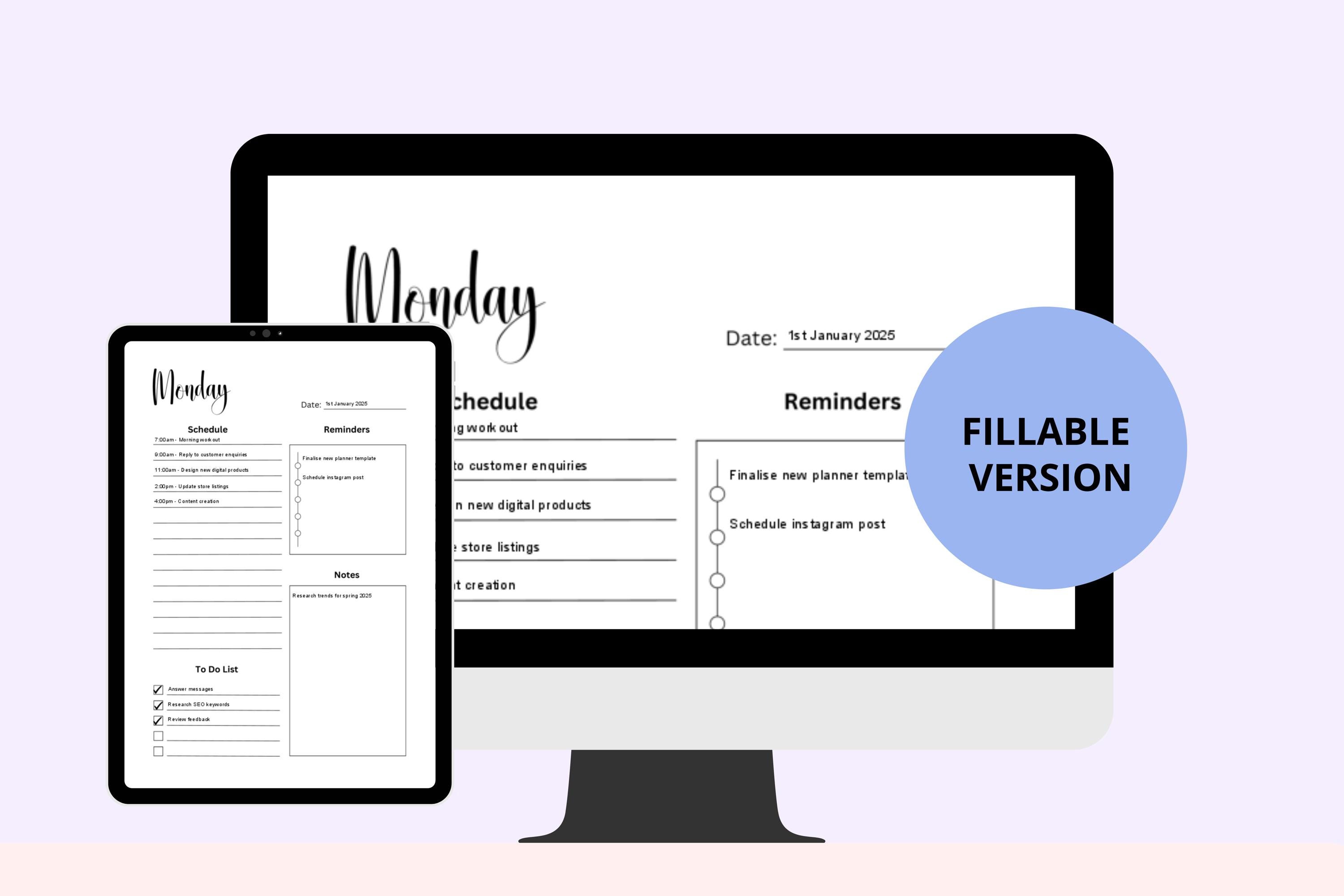 Daily 7 Day Planner Template, Daily Planner, Weekly Planner, Planner ...