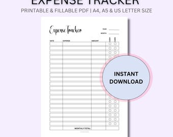 Expense Tracker | Printable + Fillable PDF - Etsy