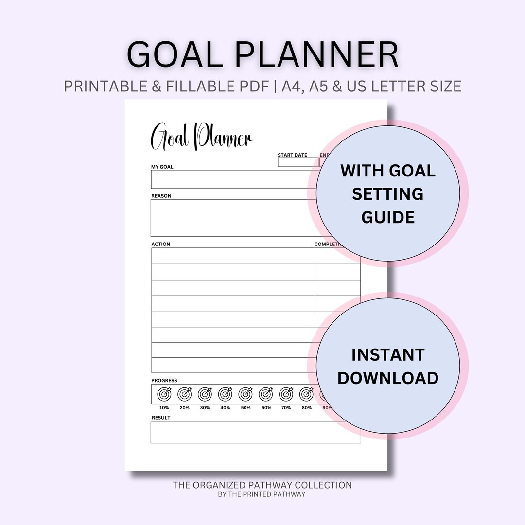 Goal Planner Template With Goal Setting Guide, Action Plan ...