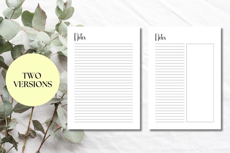 Printable Notes Template: Fillable Lined Journal Pages (A4, A5, US ...