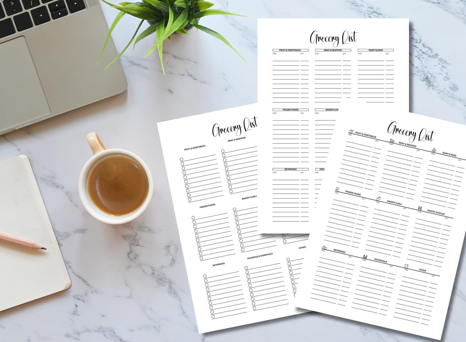 Grocery List Printable PDF Fillable Grocery Template Checklist Shopping ...