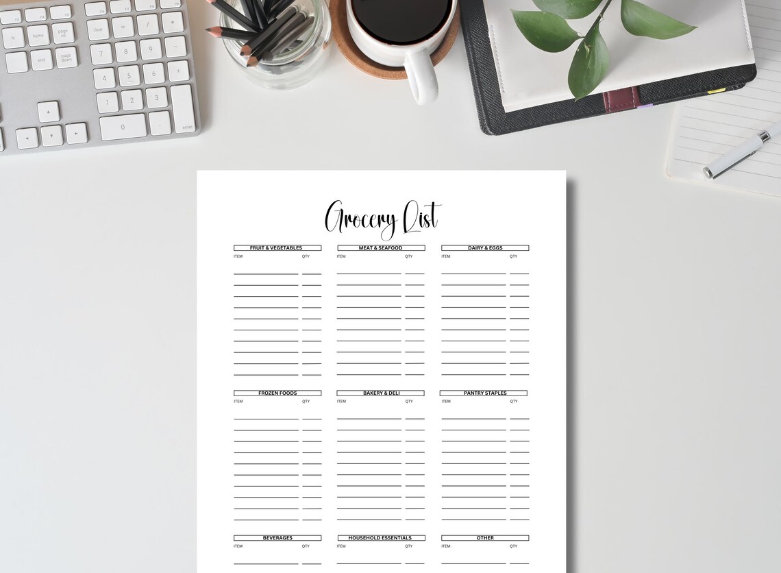 Grocery List Printable PDF Fillable Grocery Template Checklist Shopping ...