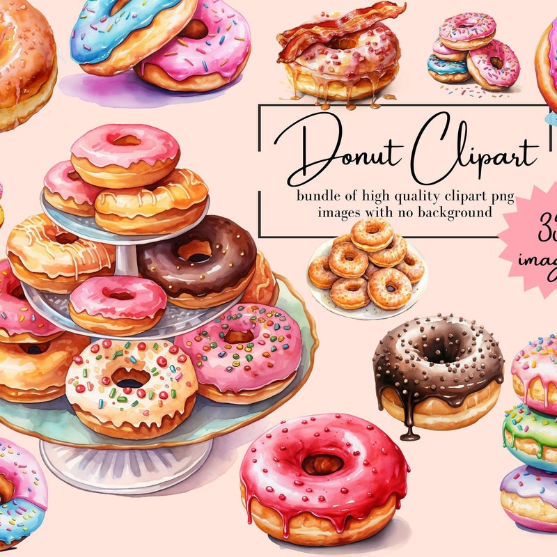 Donuts & Sweets Clipart - Etsy