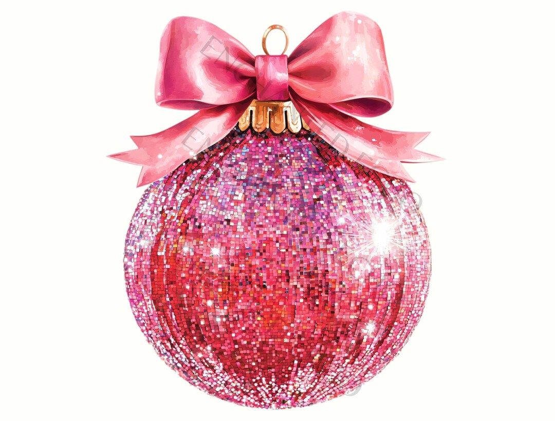 Glitter Pink Christmas Ornament Png Glitter Sequin Pink Bow Winter ...