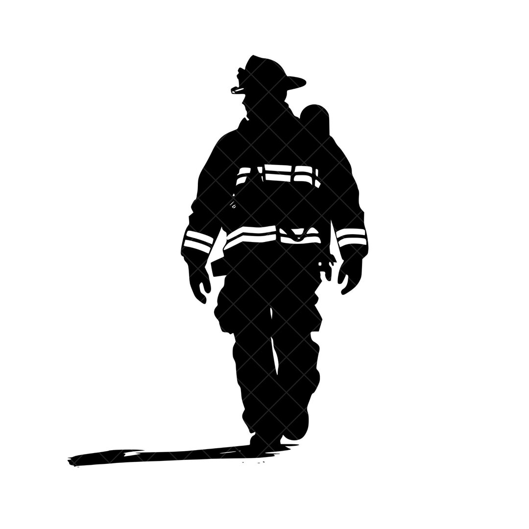 Fireman Silhouette SVG + PNG - Firefighter Png - Firefighter Svg - Fire ...