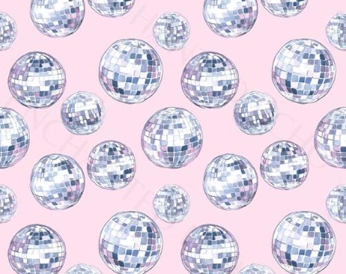 Pink Disco Ball Seamless Pattern PNG - Repeating Glitter 80s Discoball ...