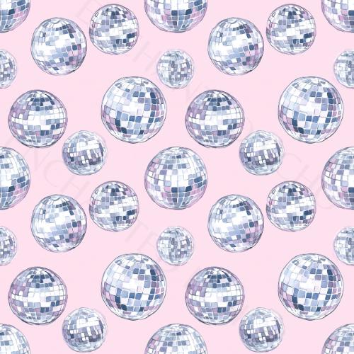 Pink Disco Ball Seamless Pattern PNG - Repeating Glitter 80s Discoball ...