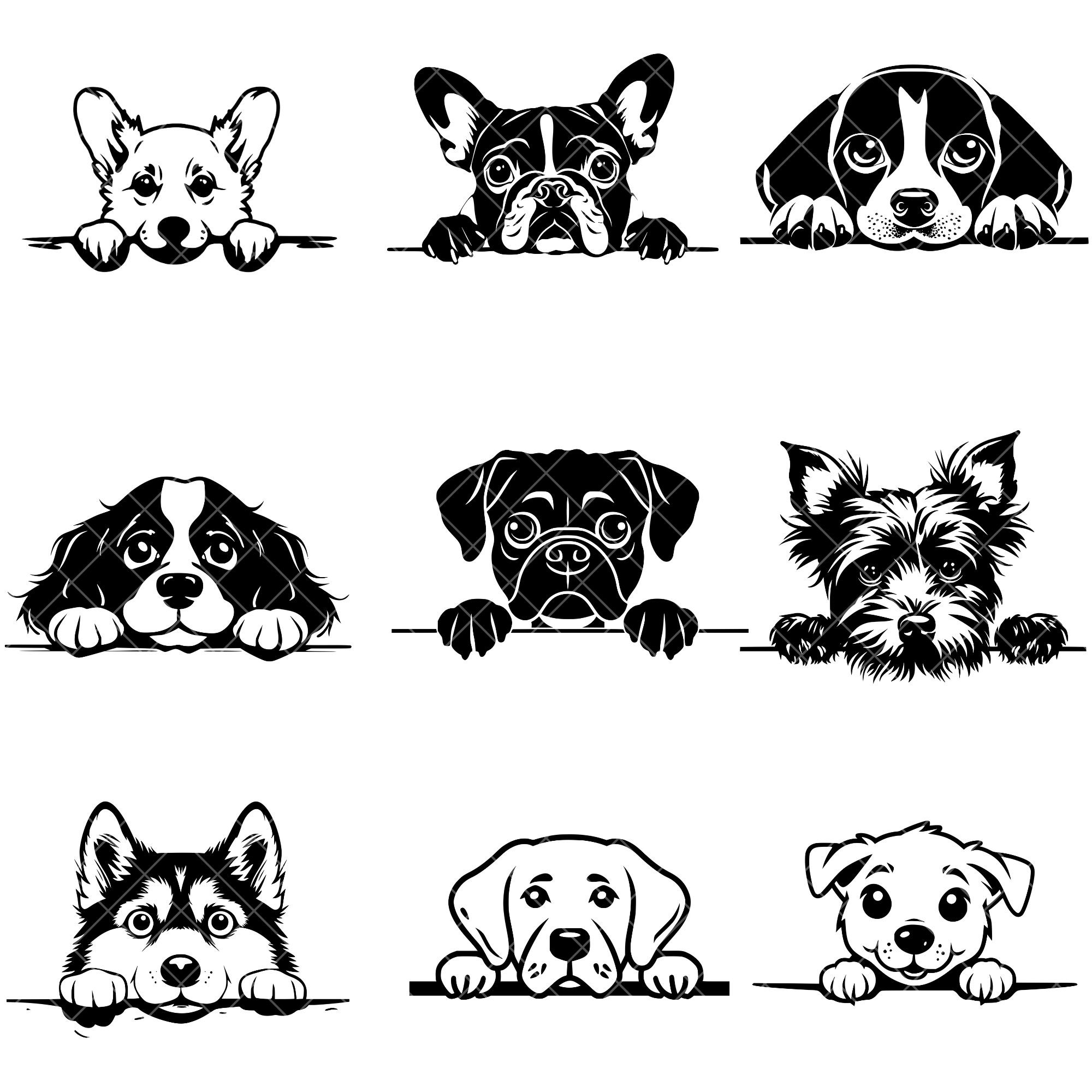 Peeking Dogs SVG & PNG Bundle 36 Dog Graphics Included, 72 Total Files ...