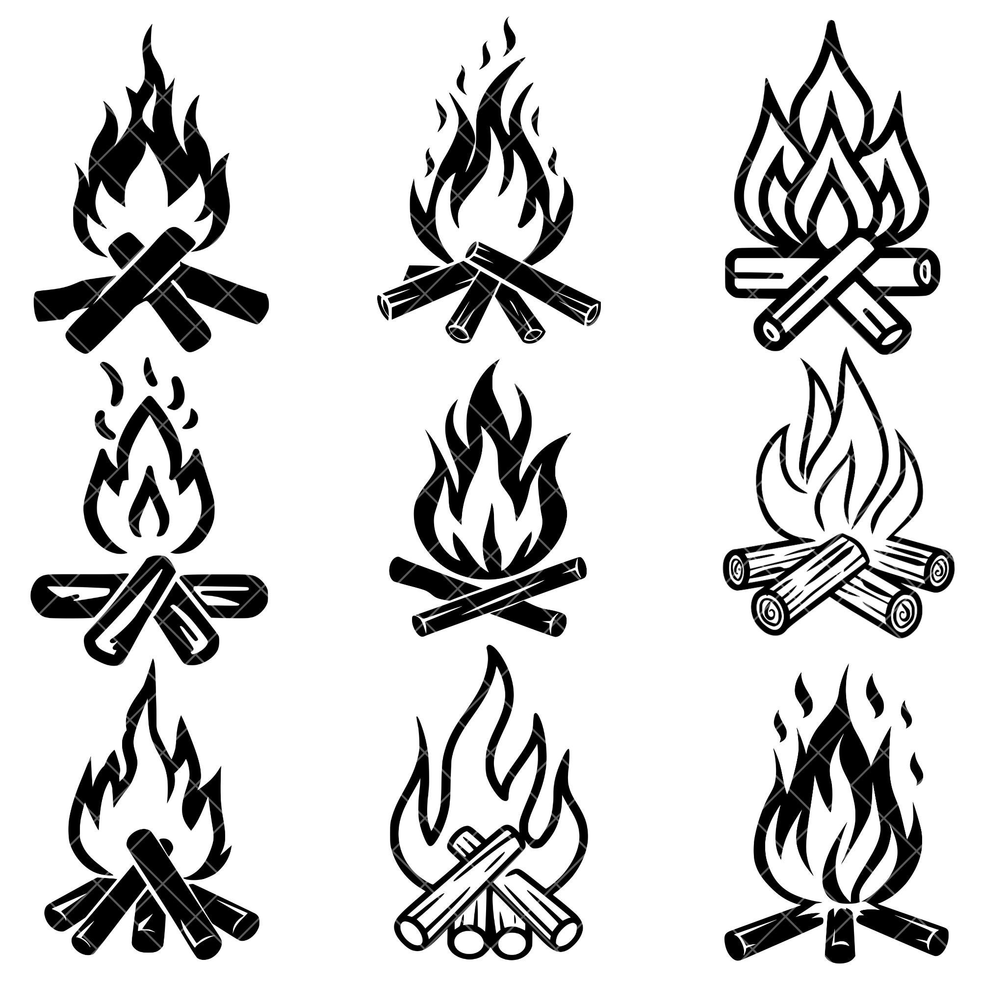 Campfire SVG & PNG Bundle 20 Wood Fire Images Included, 40 Total Files ...