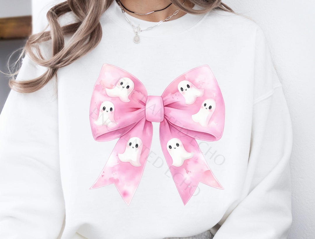 Cute Pink Bow With Ghosts PNG Pink Spooky Coquette Bow PNG Pink Ghost ...