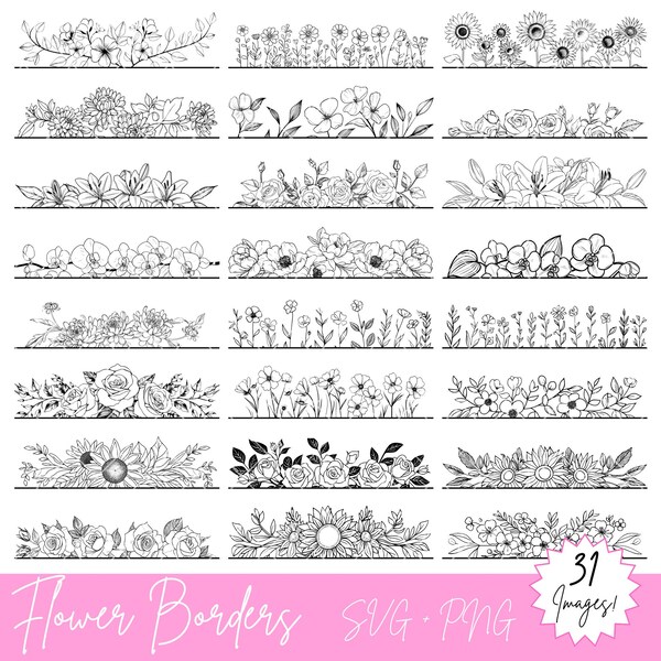 Floral Border Split Svg - Etsy