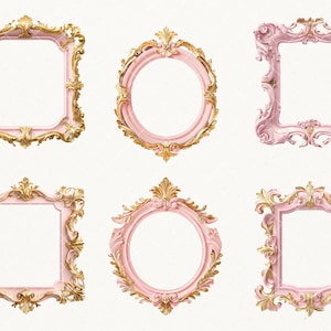Pink Rococo Frames Clipart - 24 Pngs Antique Vintage Frames - Picture ...