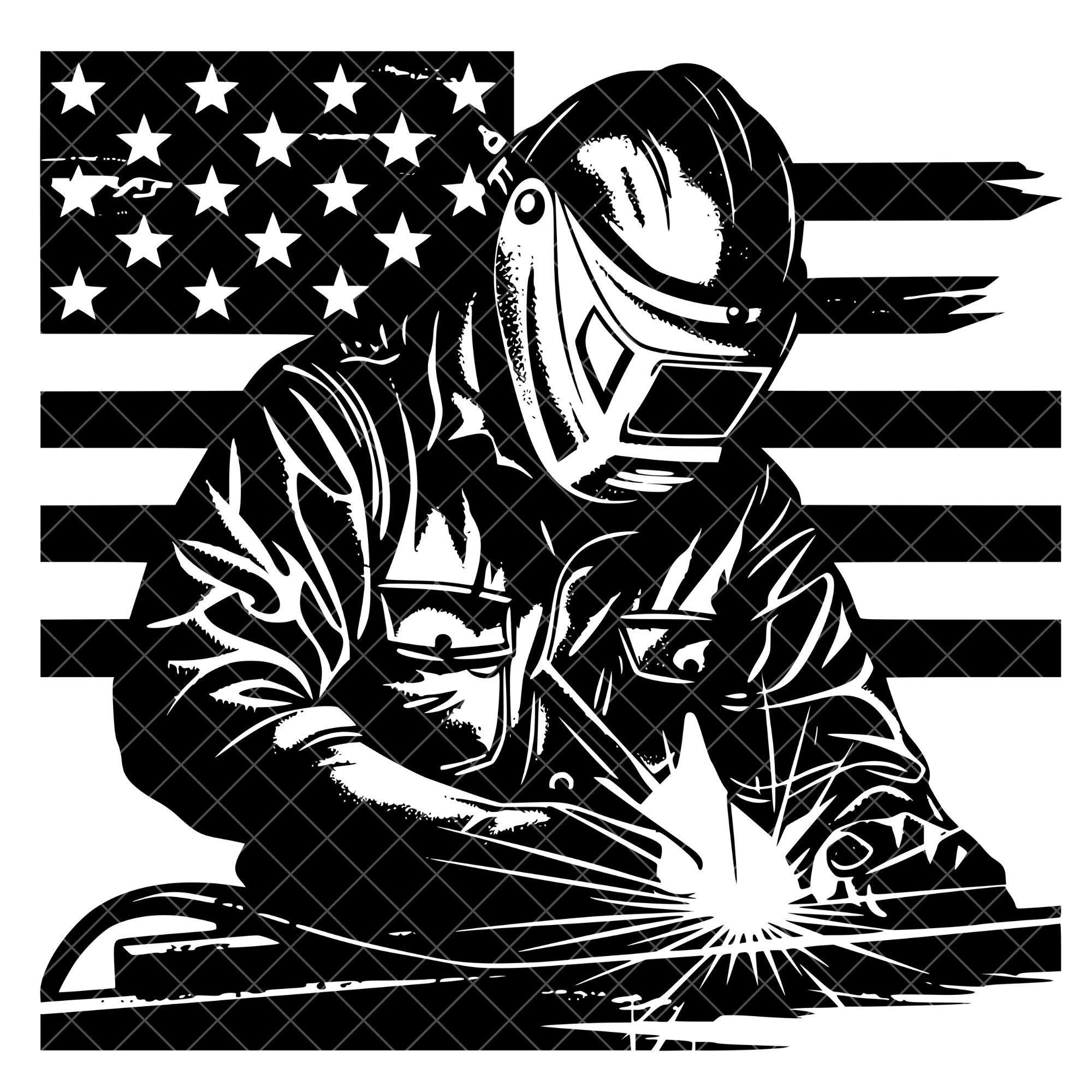 Welder With USA Flag SVG & PNG Welder With American Flag Svg Ironworker Flag Svg Welding Svg ...