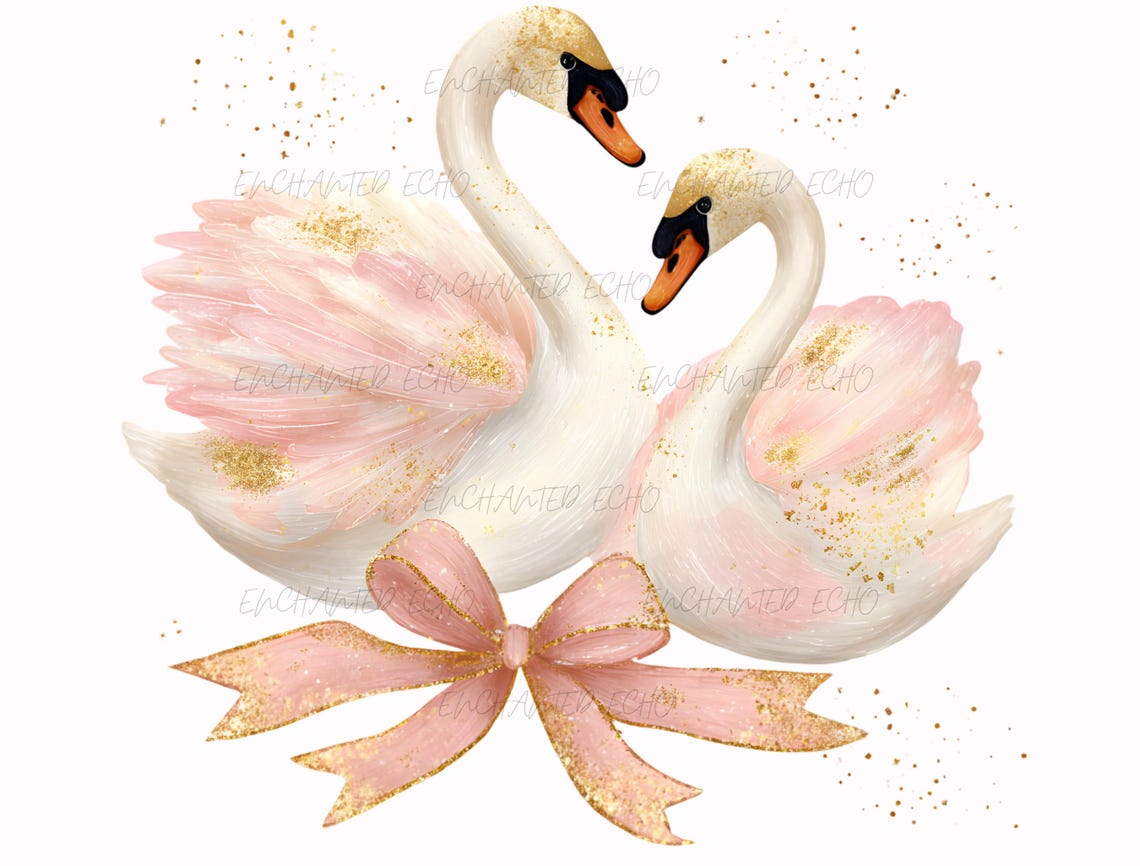 Pink Pastel Bow Swan Png - Coquette Nursery Clipart Baby Girl Clipart ...