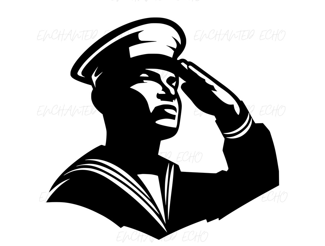 Saluting US Soldier Silhouette SVG + PNG - Military Salute Svg ...