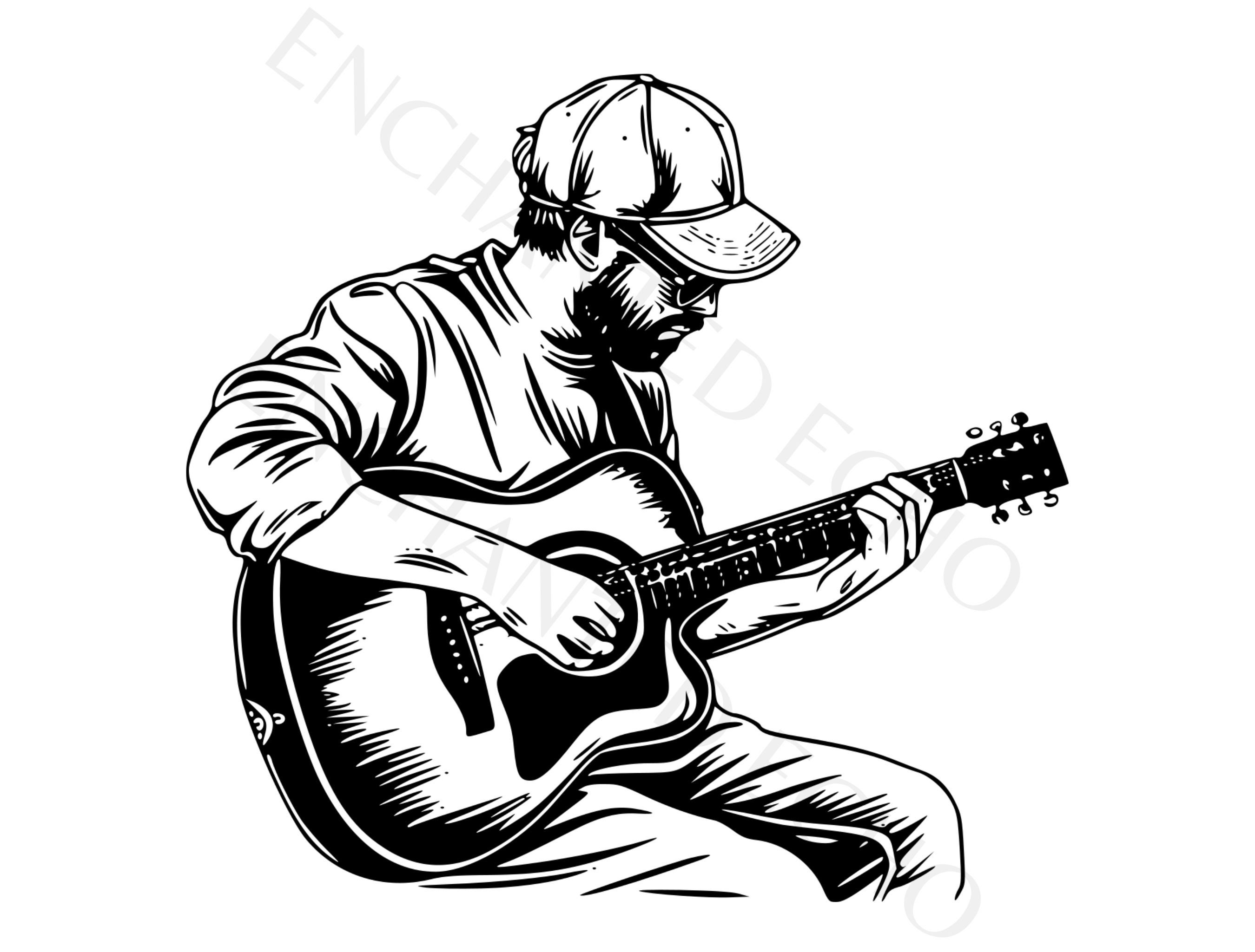 Acoustic Guitar Player SVG + PNG Set - Man Playing Guitar Graphic ...
