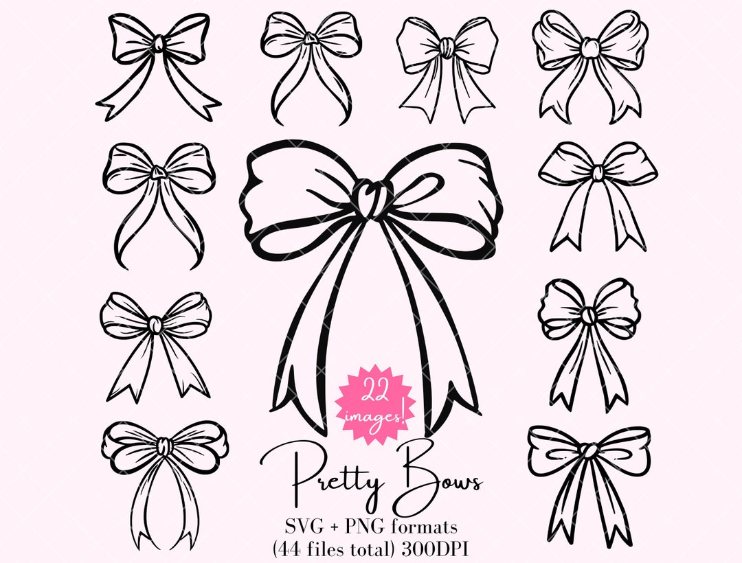 Pretty Bows SVG & PNG Bundle - 22 Images - 44 Total Files - Delicate ...