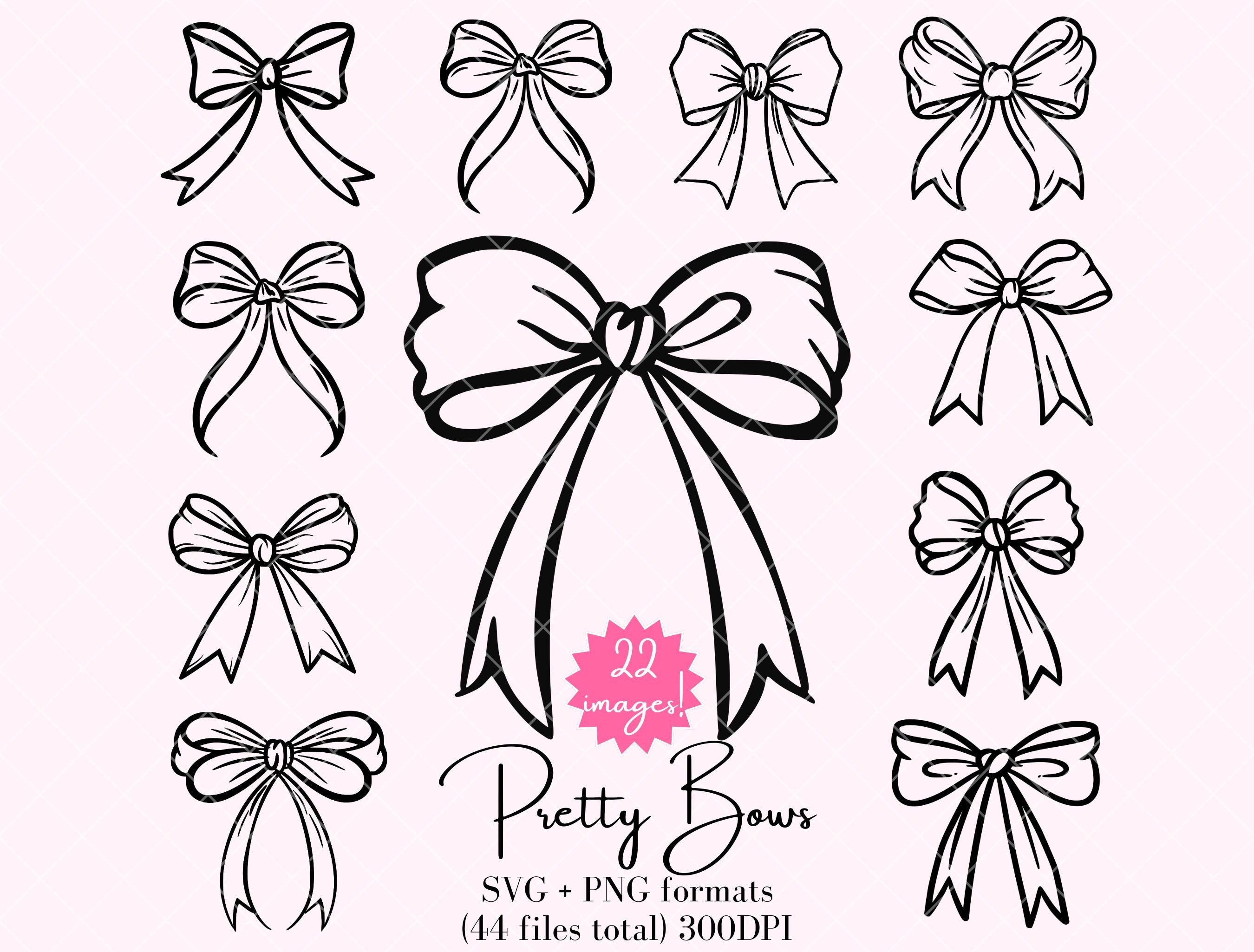 Pretty Bows SVG & PNG Bundle 22 Images 44 Total Files Delicate Feminine ...