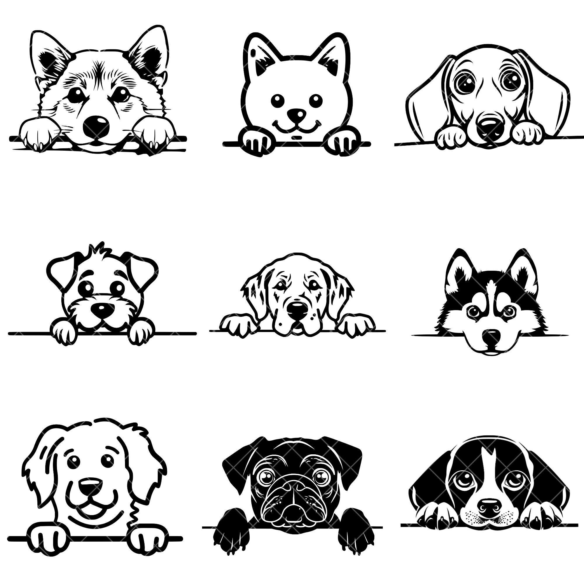 Peeking Dogs SVG & PNG Bundle 36 Dog Graphics Included, 72 Total Files Cute Dogs Looking, Dog ...