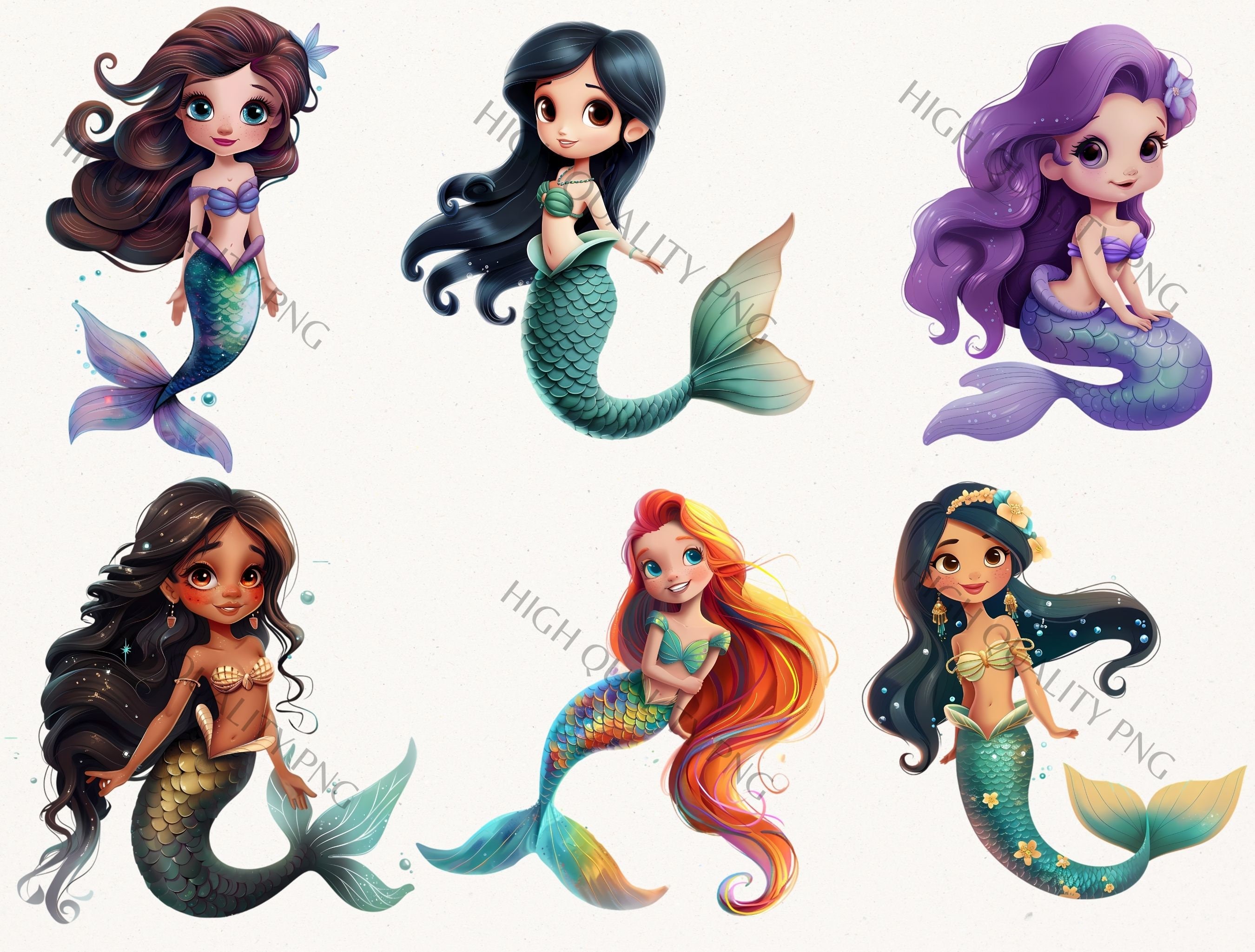 Gorgeous Mermaid Clipart, Fantasy Mermaids Graphics, Underwater ...