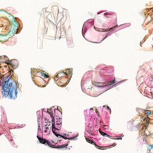 Pink Coastal Cowgirl Clipart I Set of 32 Images I Girly Clip Art Bundle ...