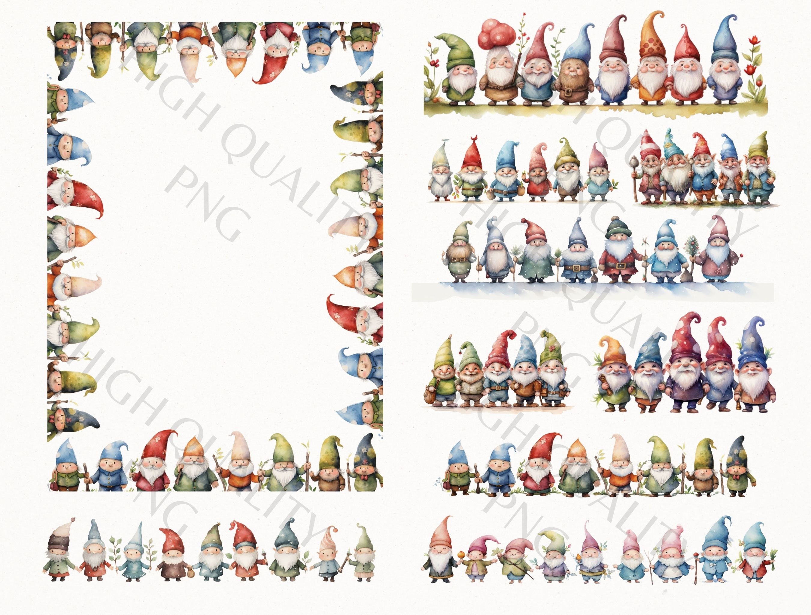 Gnome Clipart Border Gnome Clipart Bundle Gnome Card Borders - Etsy