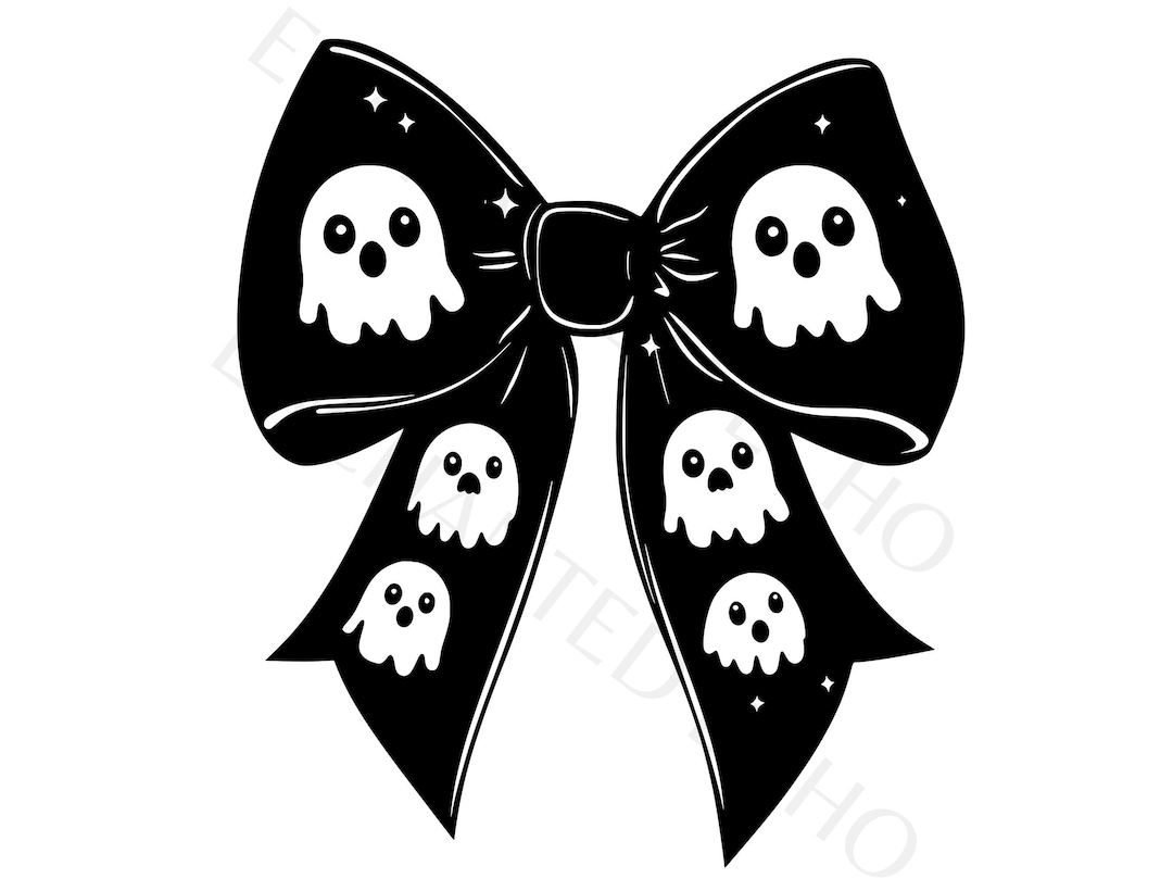 Halloween Ghosts Bow SVG PNG Halloween Bow SVG Cute Ghosts Bow Svg Png ...