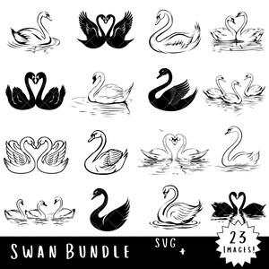 Swan SVG & PNG Bundle 23 Images, 46 Total Files Beautiful Swan Clipart ...