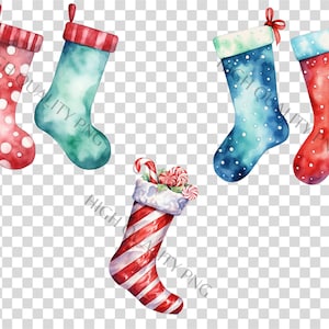 Stocking Clipart Cozy Clipart Colorful Stockings Watercolor Style 23 ...